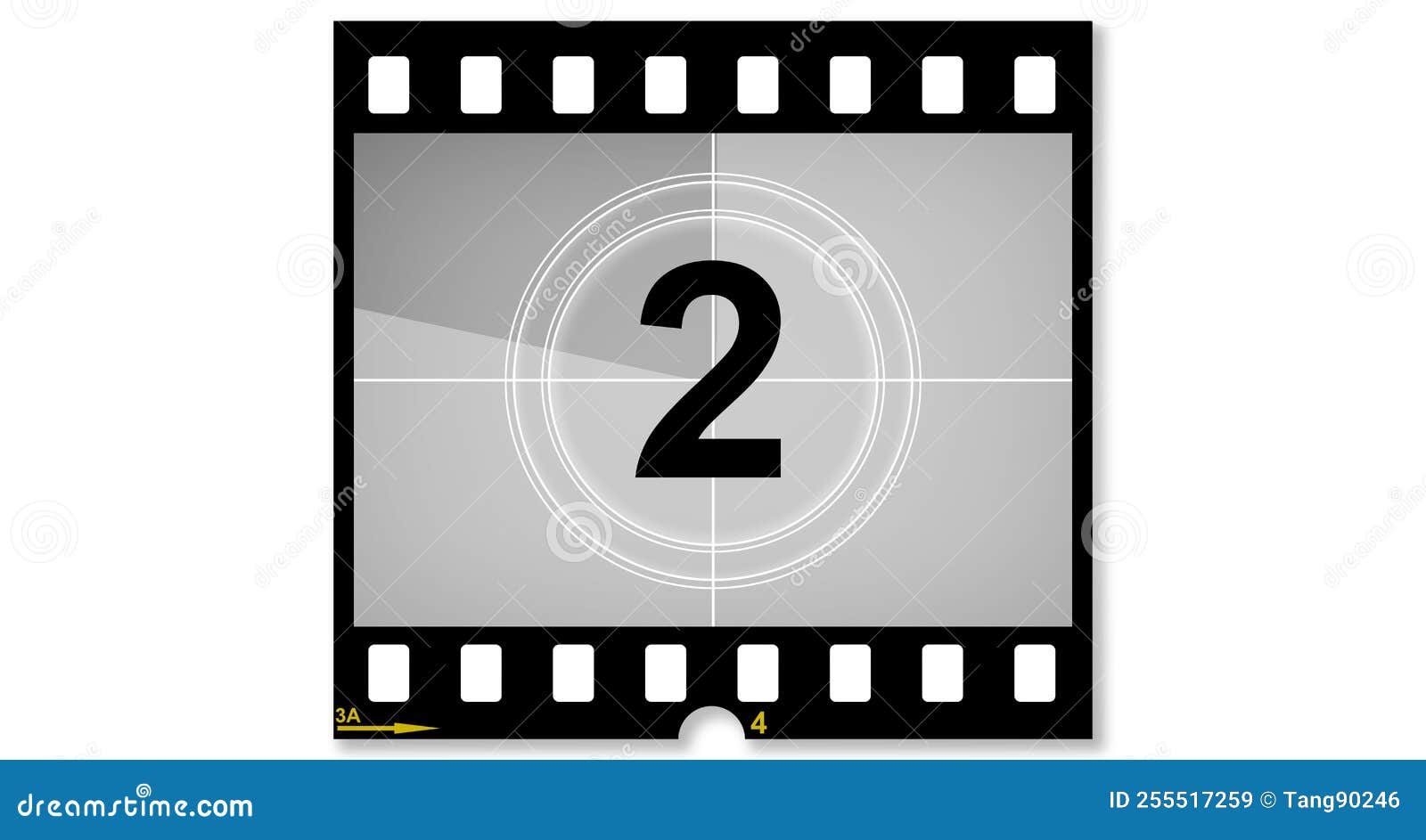 Old Film Movie with Timer Count Number Two Stock Illustration ...