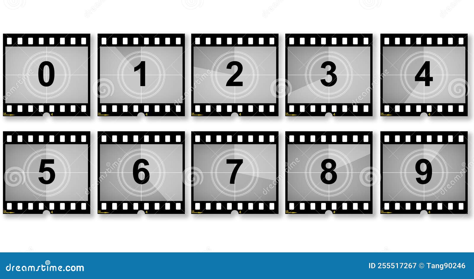 Old Film Movie with Timer Count Set Stock Illustration - Illustration ...