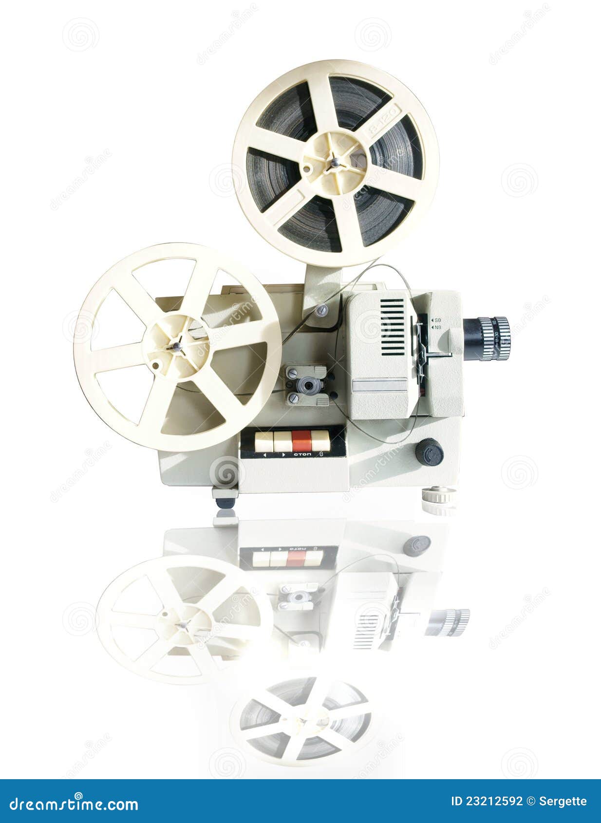 Old film projector. stock photo. Image of isolated, cinema - 23212592