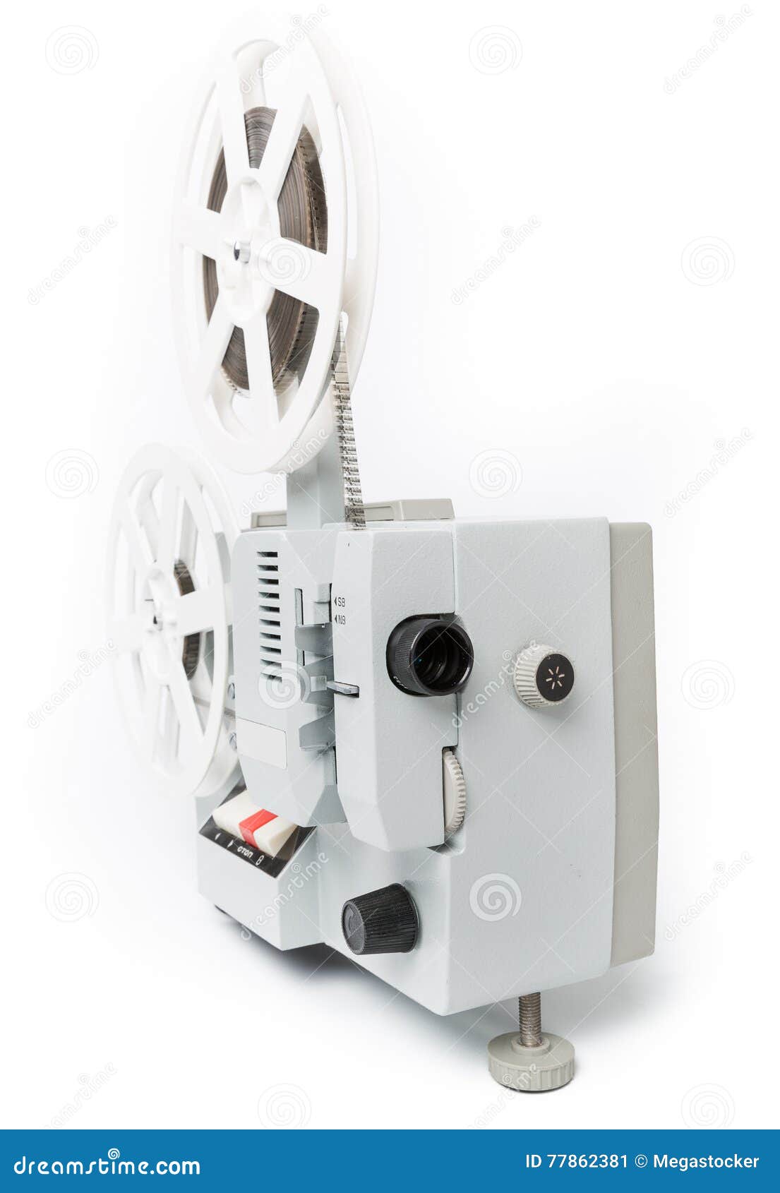 Old Film Projector Isolated on a White Background Stock Image - Image ...