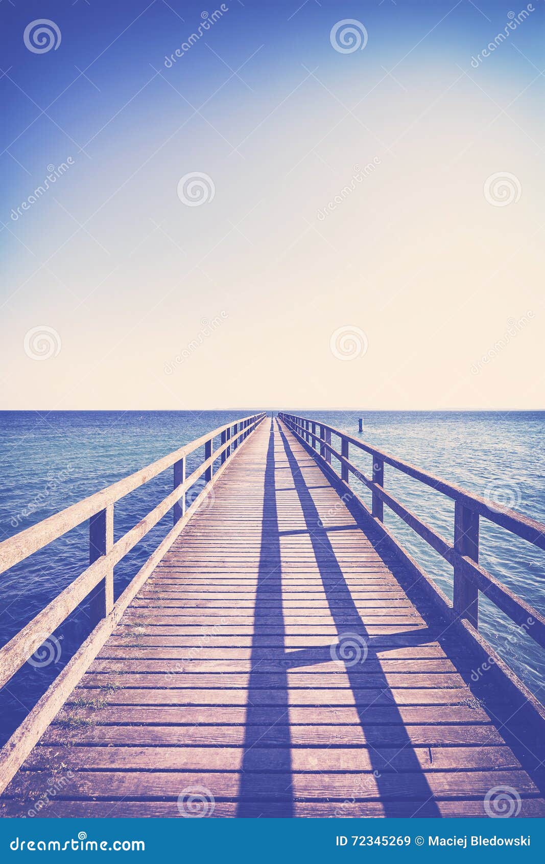 Old Film Stylized Empty Wooden Pier at Sunset Stock Image - Image of ...