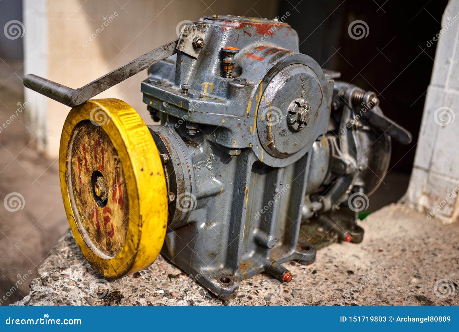 Old filmed elevator motor stock image. Image of lift - 151719803