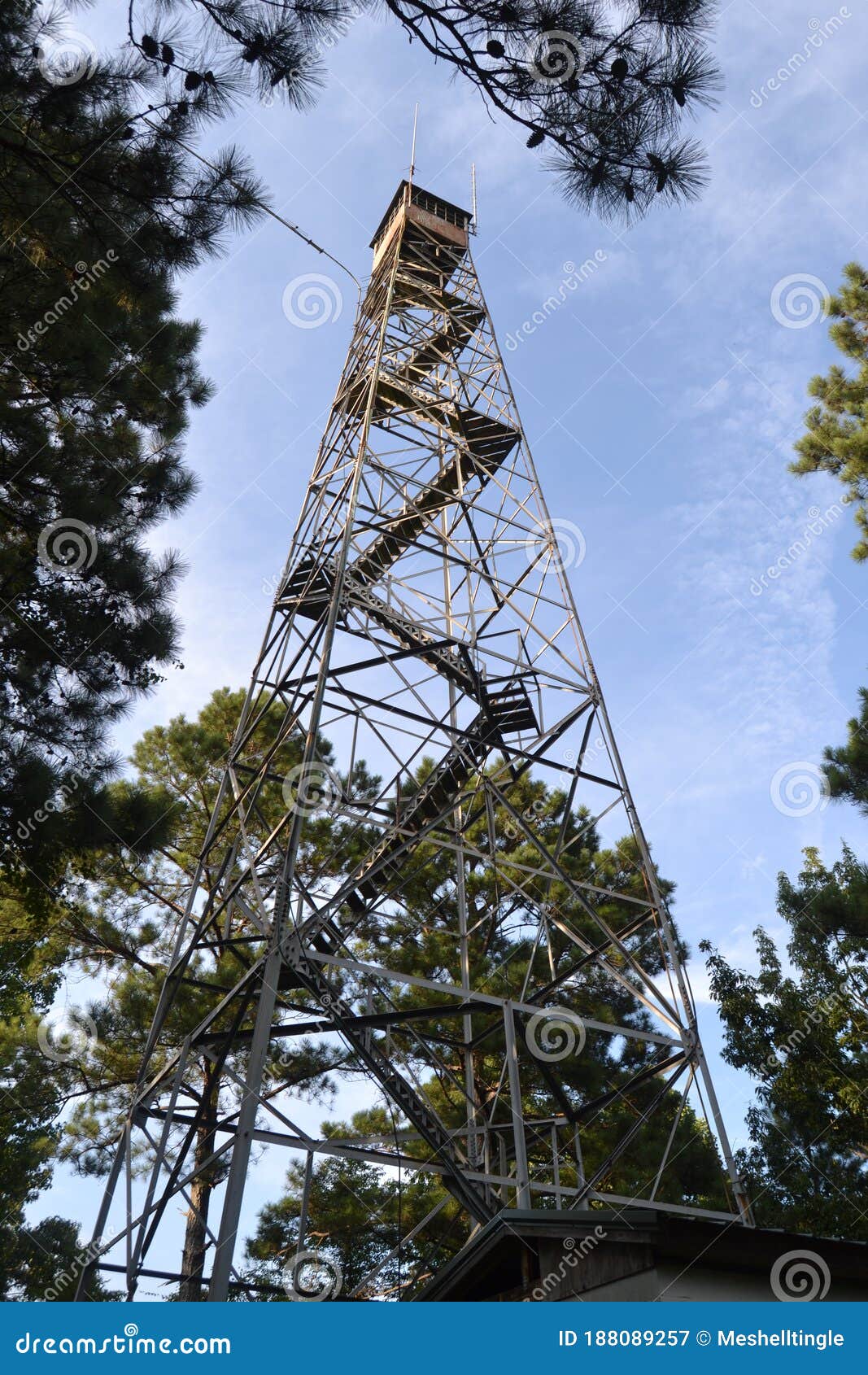 Old fire tower in forest stock image. Image of building - 188089257