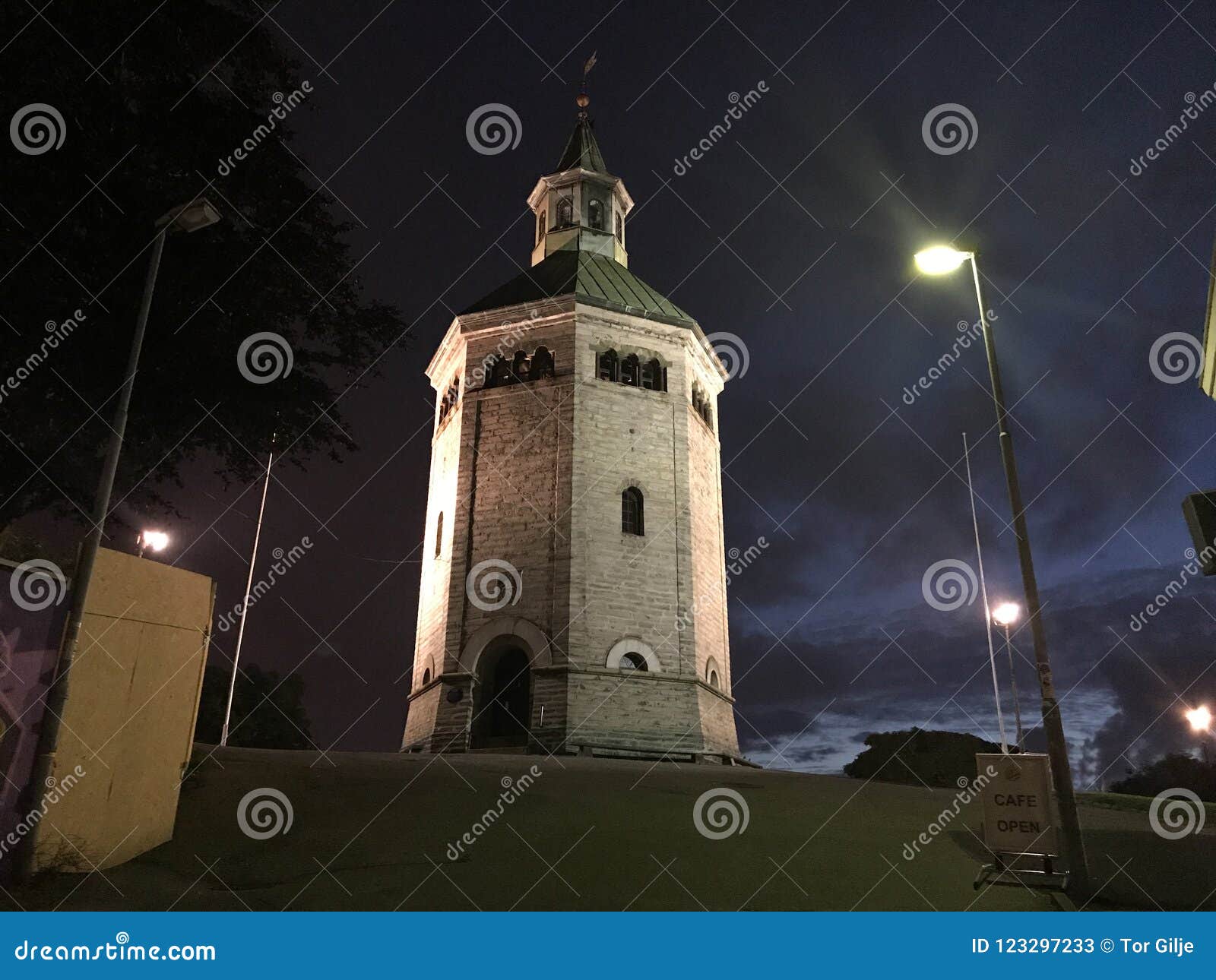 Old Fire Tower in Stavanger Stock Image - Image of blue, business ...