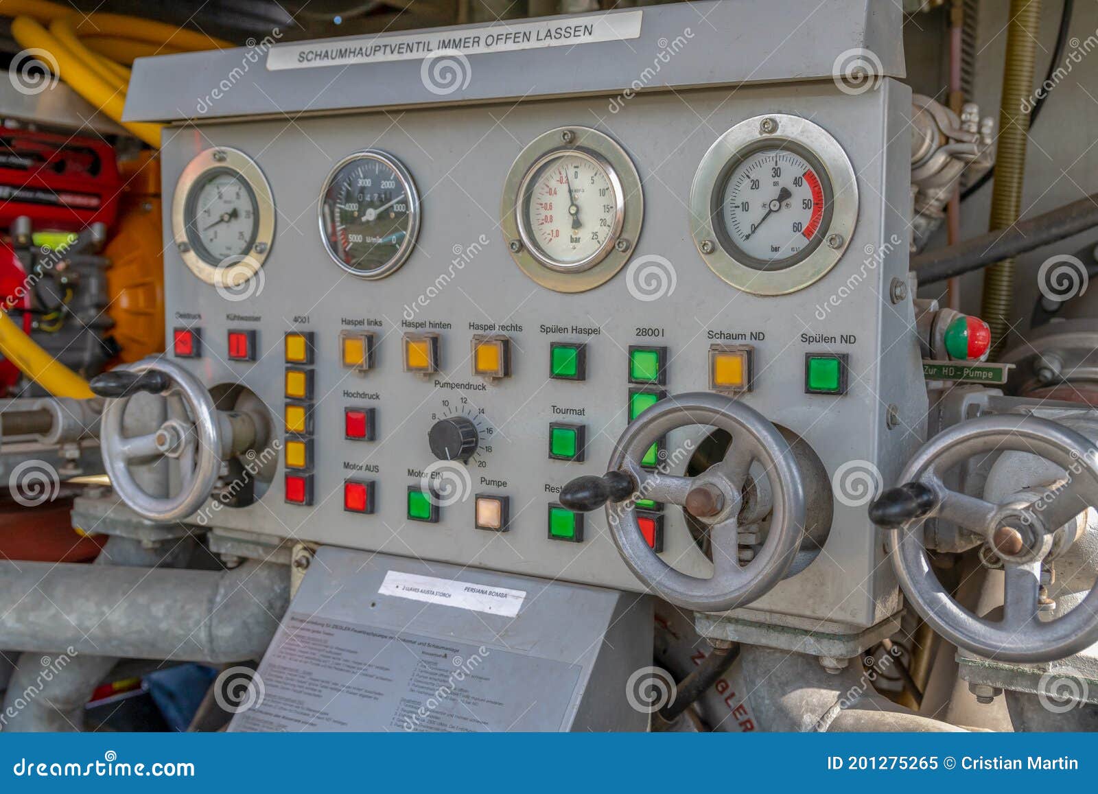 Old Fire Truck Control Panel Stock Image - Image of firefighter, fire ...