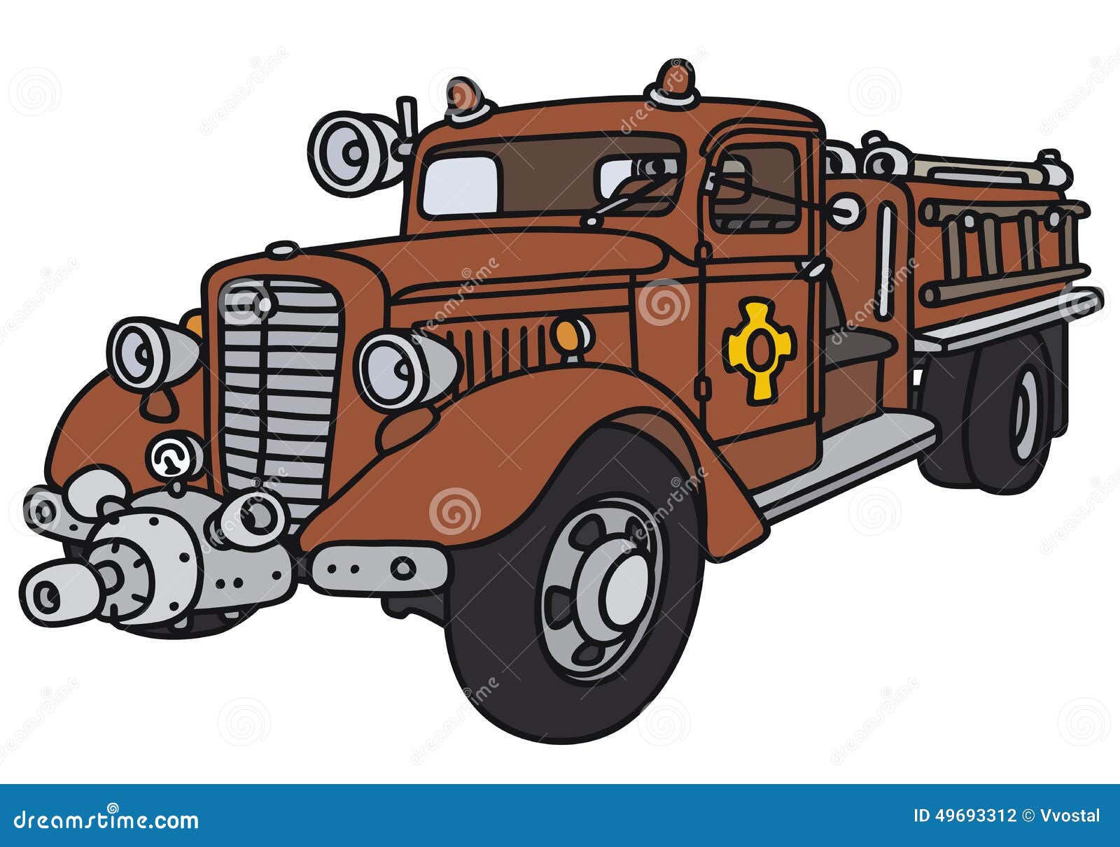 Old Fire Truck Drawing