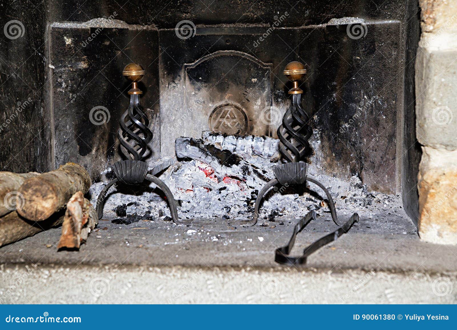 Old fireplace burning stock photo. Image of comfort, cabin - 90061380