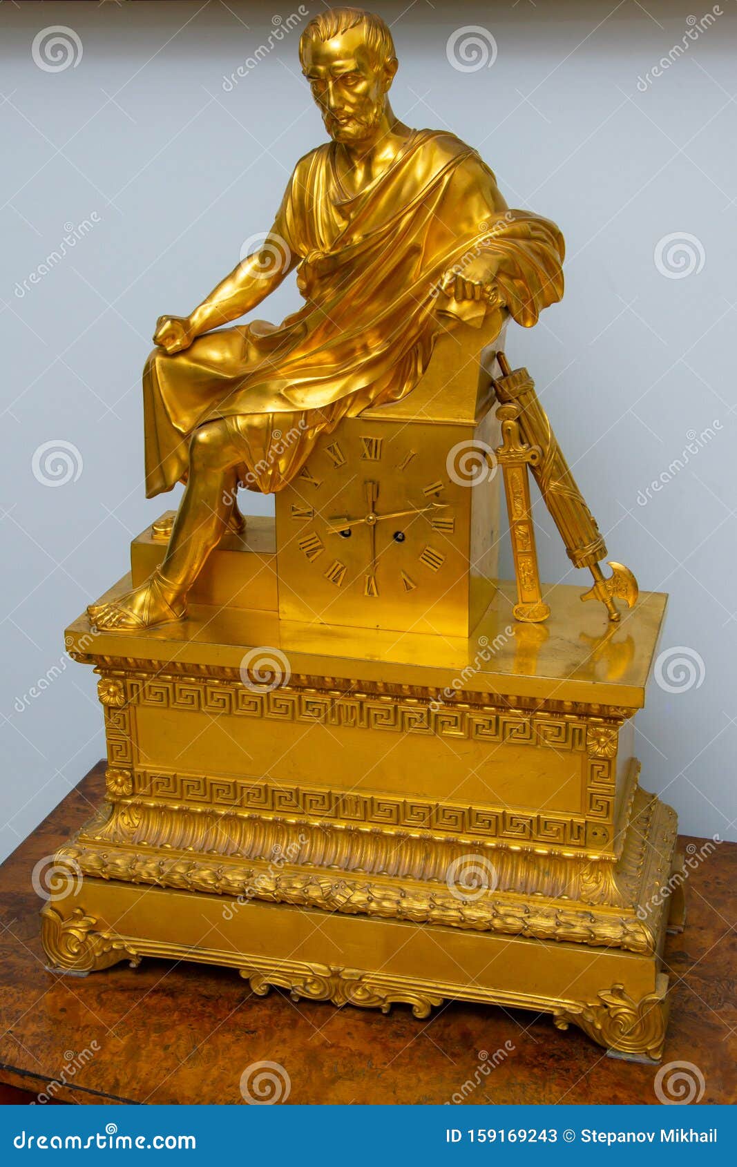 Old fireplace gilded watch stock image. Image of circle - 159169243