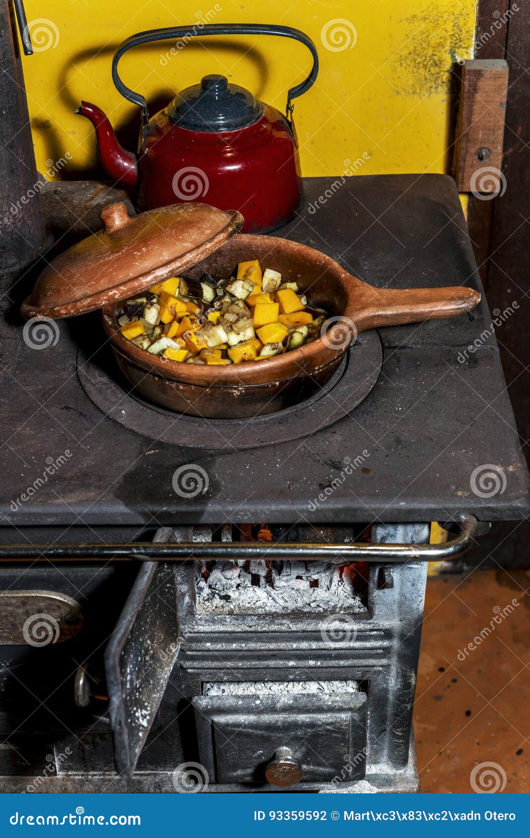Old Firewood Kitchen Where they are Cooking a Meal Stock Photo - Image ...