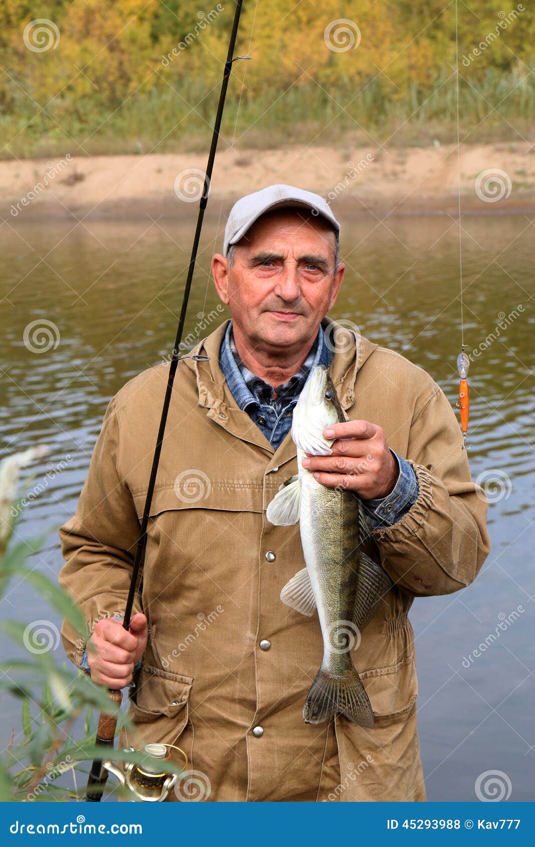 Old Fisherman and His Catch - Zander Stock Photo - Image of fisherman ...