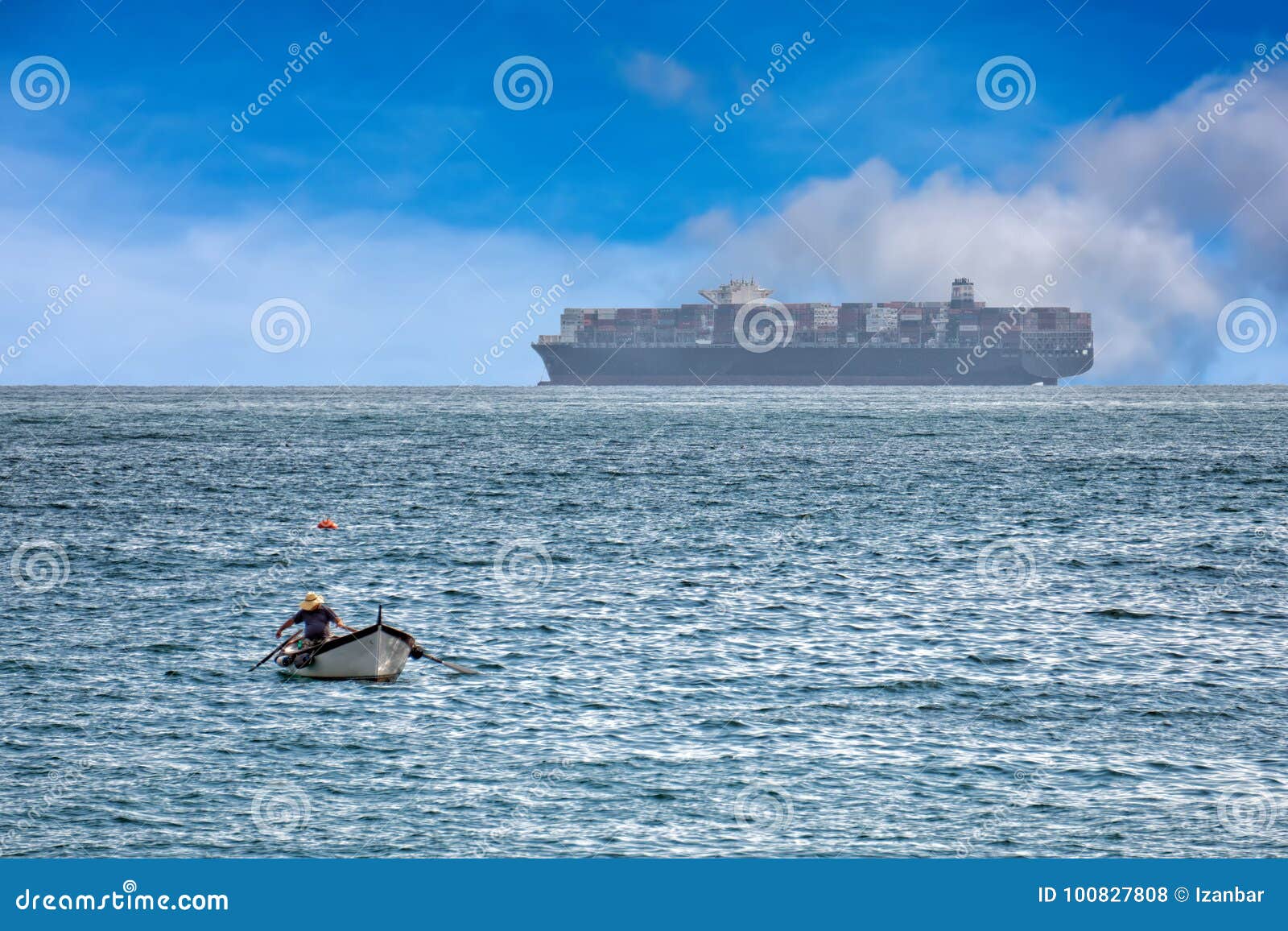 Old Fisherman on Rowing Boat Stock Photo - Image of water, lake: 100827808