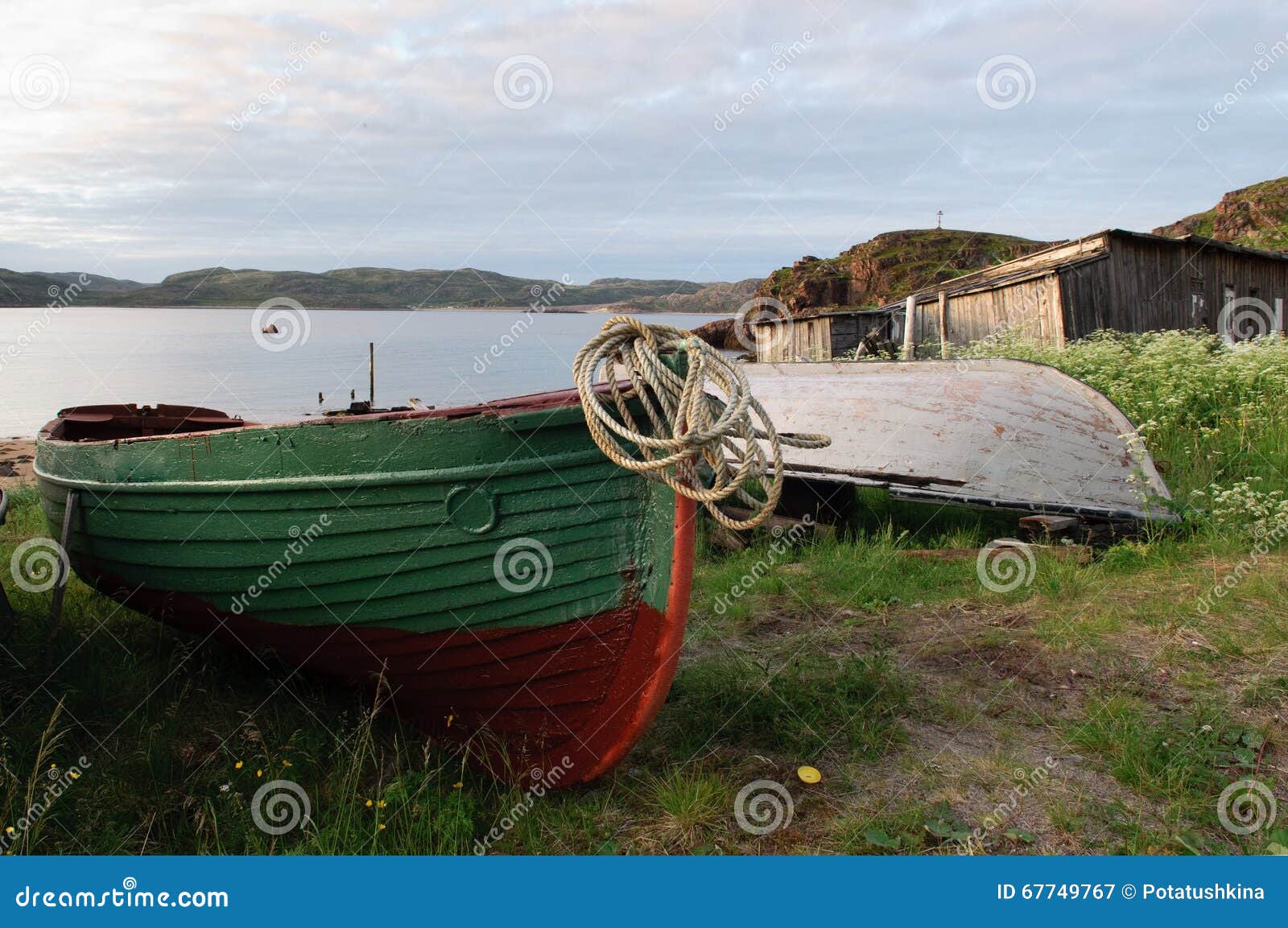 Old Fishing Boats on the Shore Stock Image - Image of landscape ...