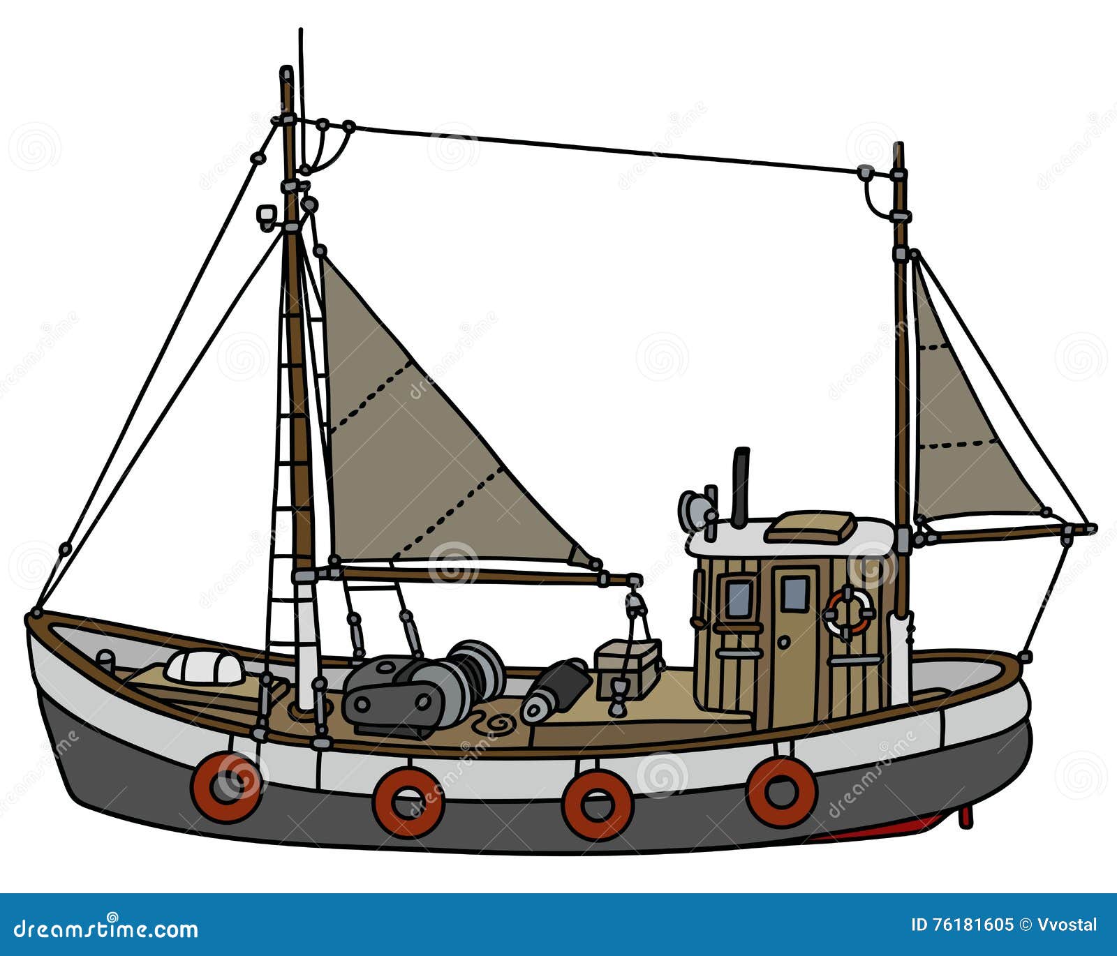 Old fishing cutter stock vector. Illustration of vessel - 76181605