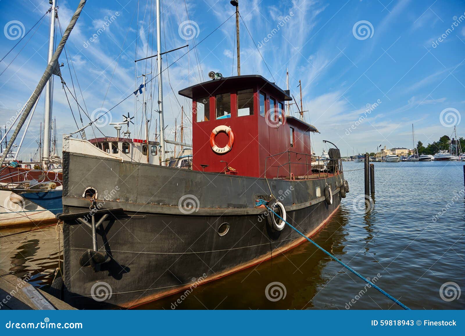Old Fishing Ship in Harbour Stock Image - Image of helsinki, rope: 59818943