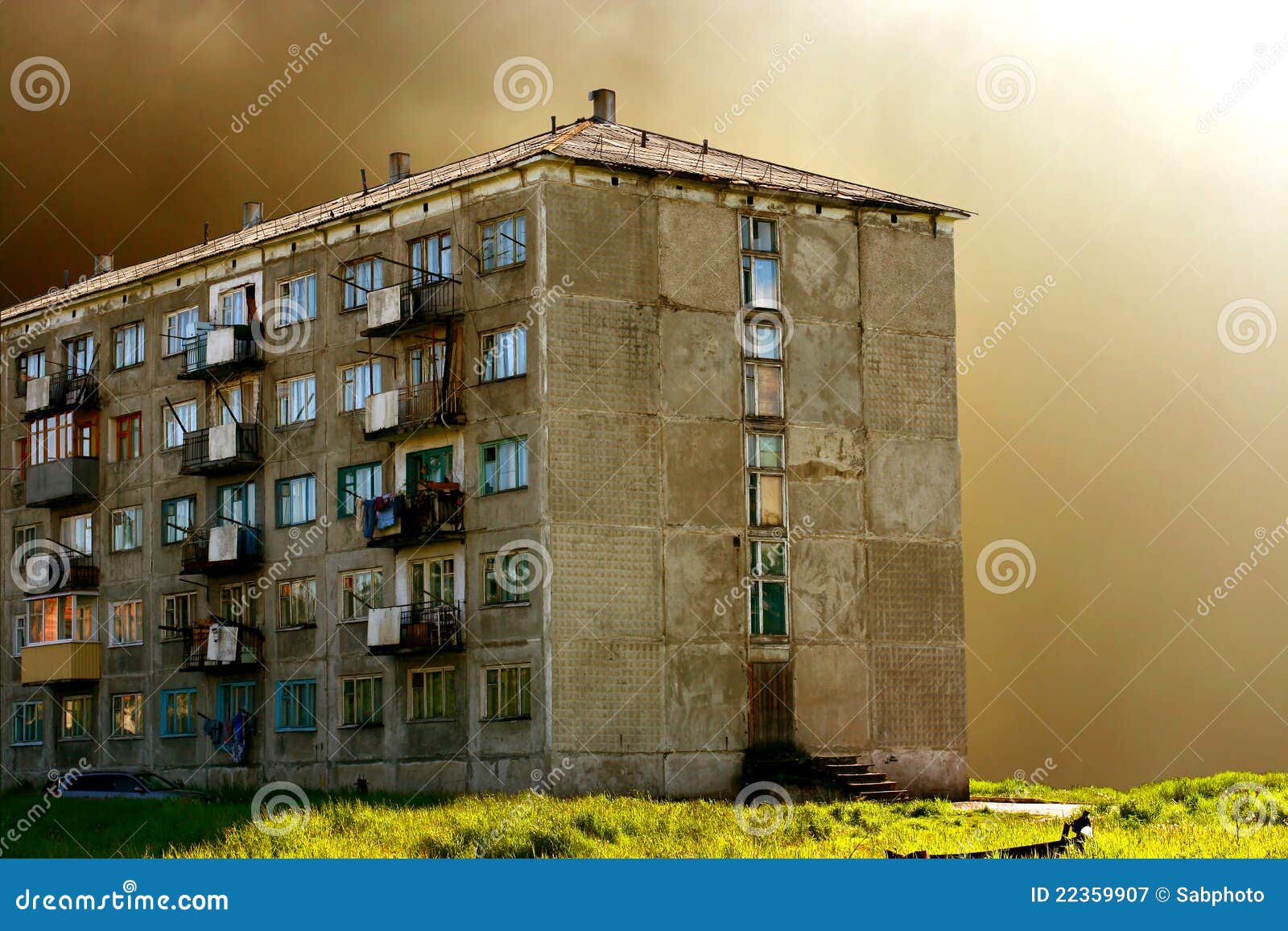 Old Five-story Block Of Flats Stock Image | CartoonDealer.com #22359907