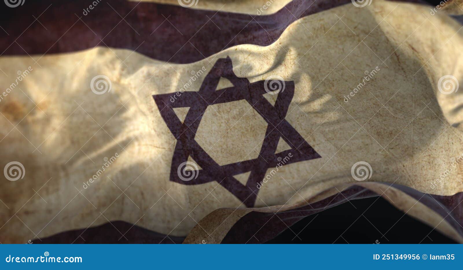 Old Flag of Israel Waving. Loop Stock Footage - Video of banner, emblem ...