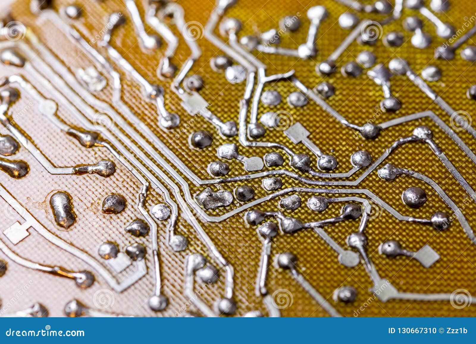 Old Flat Bare Fiberglass Pcb without Components with Selective F Stock ...