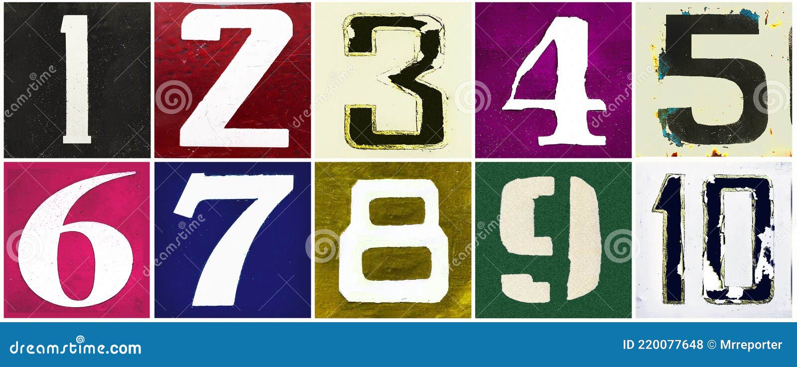 Flat numbers 1 - 10 stock photo. Image of worn, bundle - 220077648