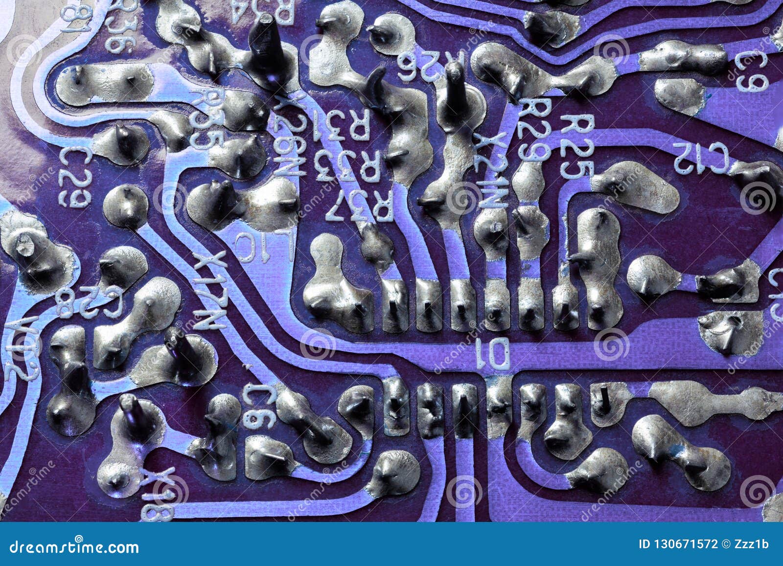 Old Flat Pcb without Components with Selective Focus Stock Photo ...