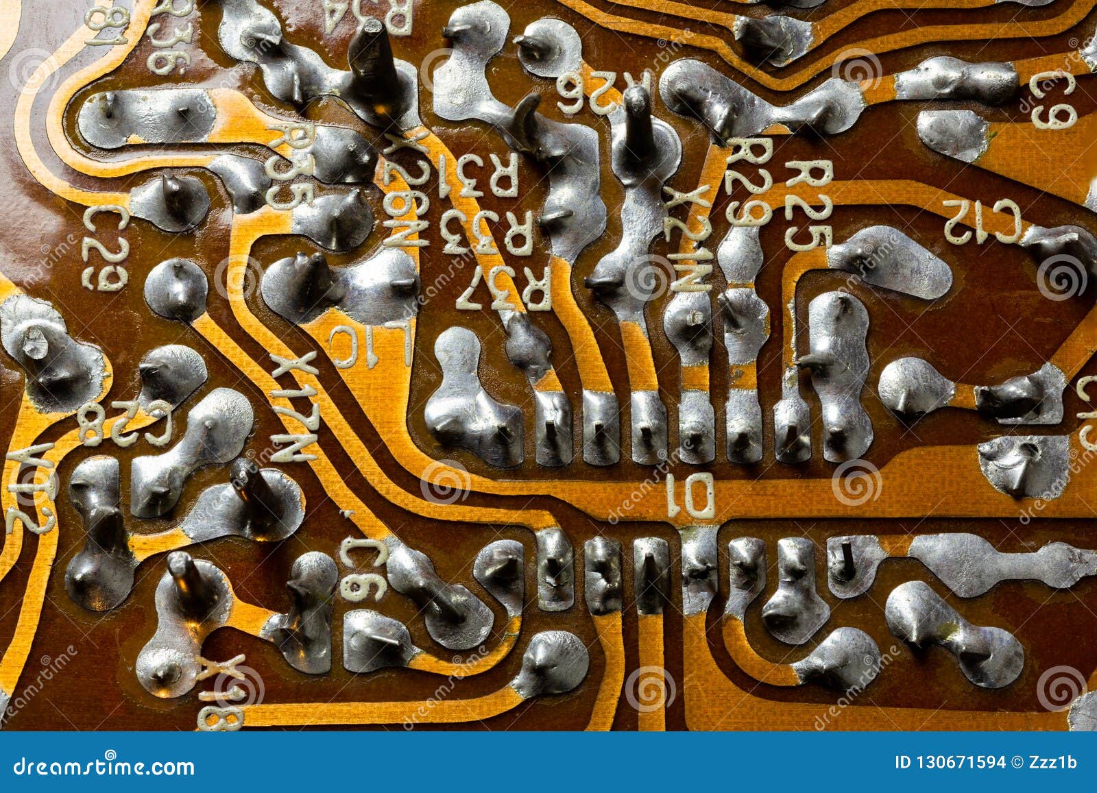 Old Flat Pcb without Components with Selective Focus Stock Photo ...