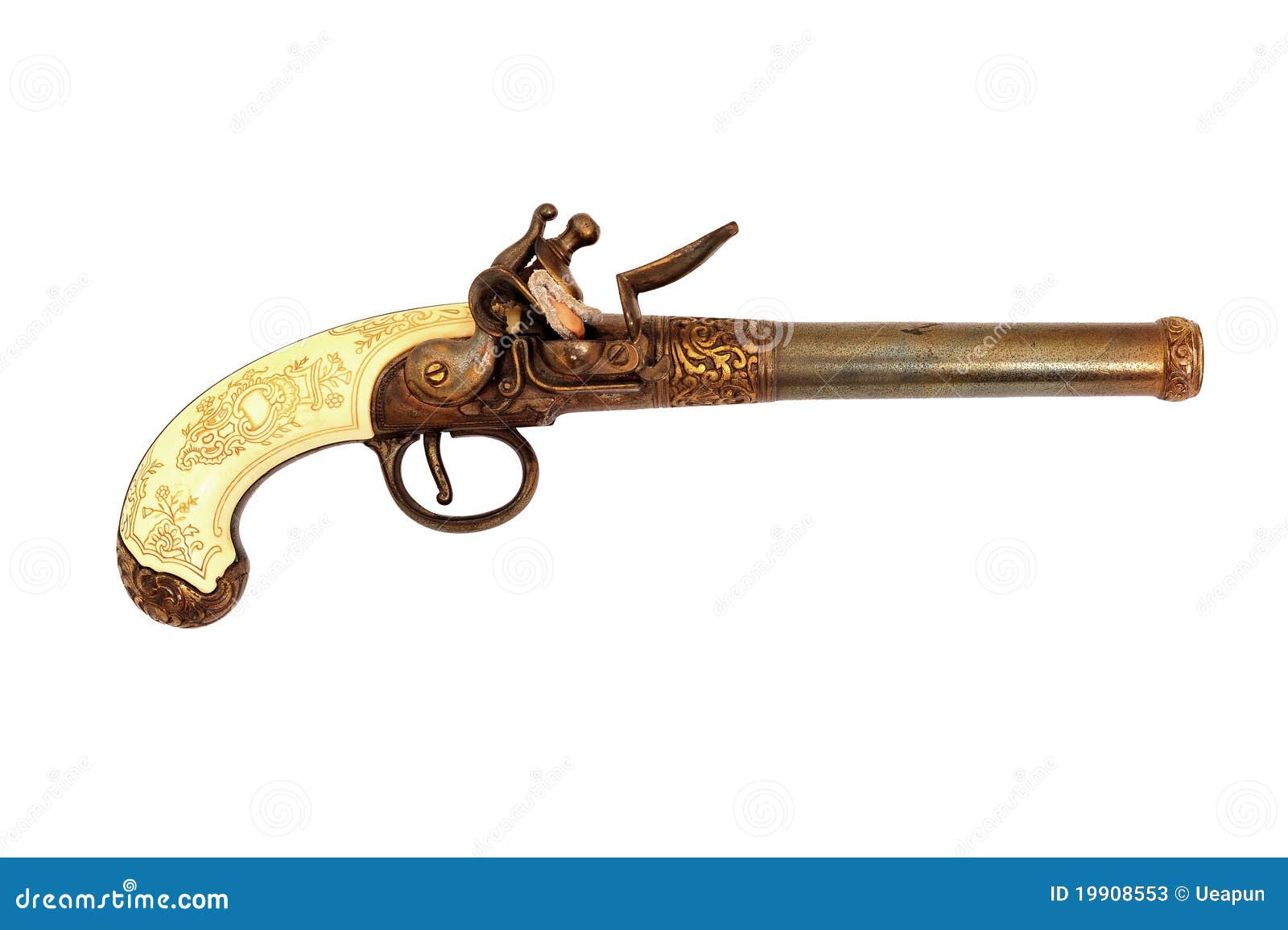 Old flintlock gun stock image. Image of bullet, decoration - 19908553