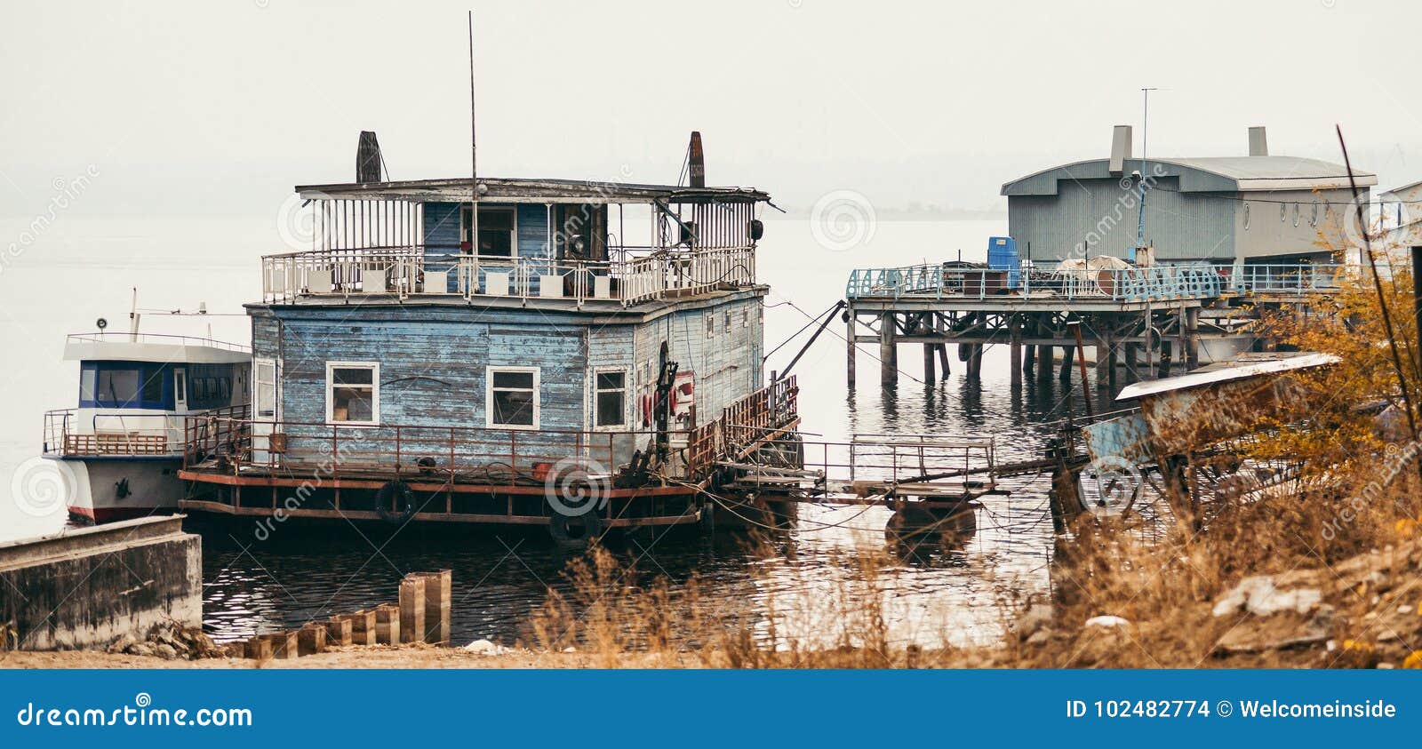 The Old Floating Pier. Landing Stage. Stock Photo - Image of retro ...