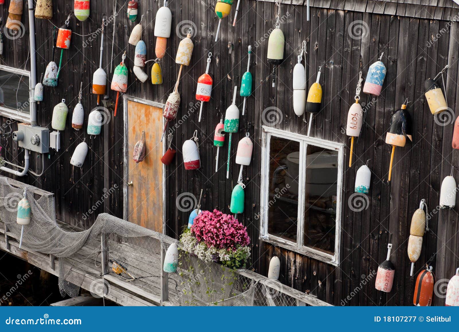 Old Floats for Lobster on the Wall Stock Image - Image of mount, buoy ...