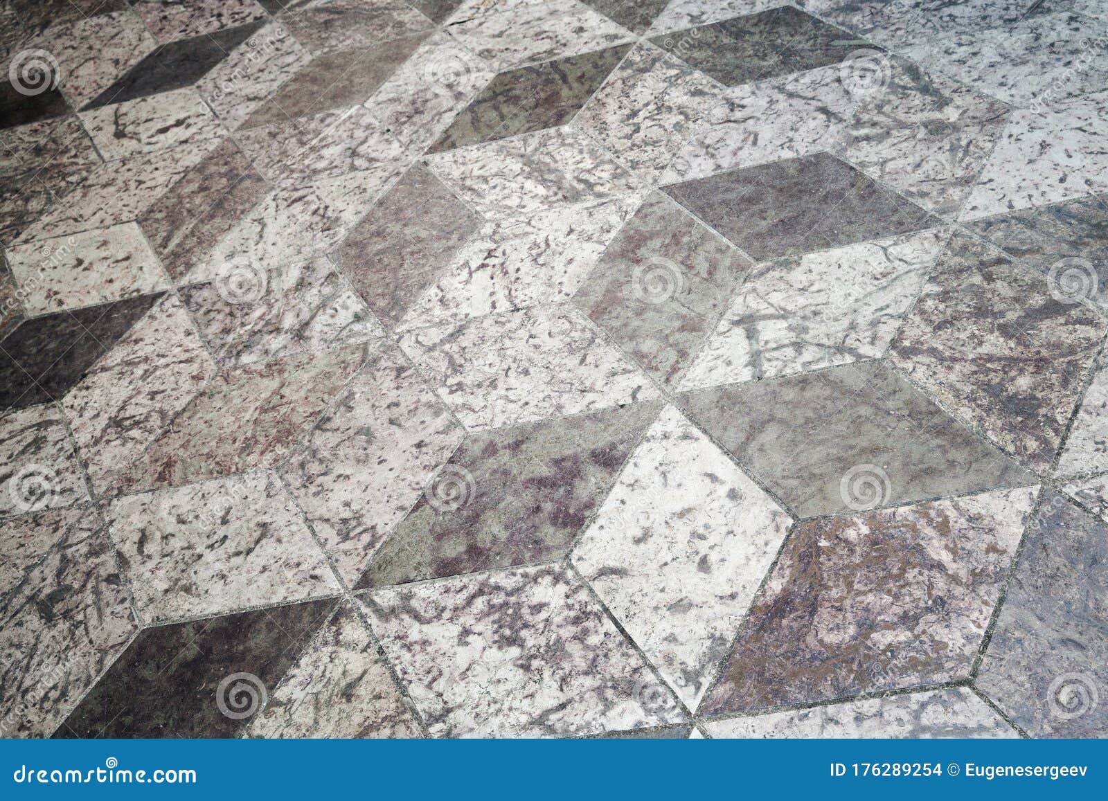 Old Floor Tiling with Abstract Cubic Pattern Stock Photo - Image of ...
