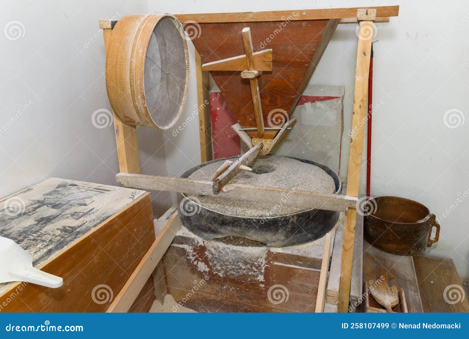 Old Flour Mill. Interior of a Flour Mill. Primitive Grain Grinder at a ...