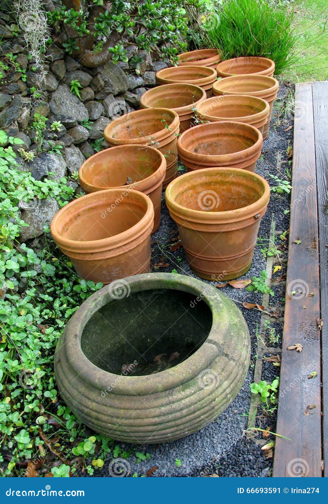 Old flower pots, outdoors stock image. Image of backyard - 66693591