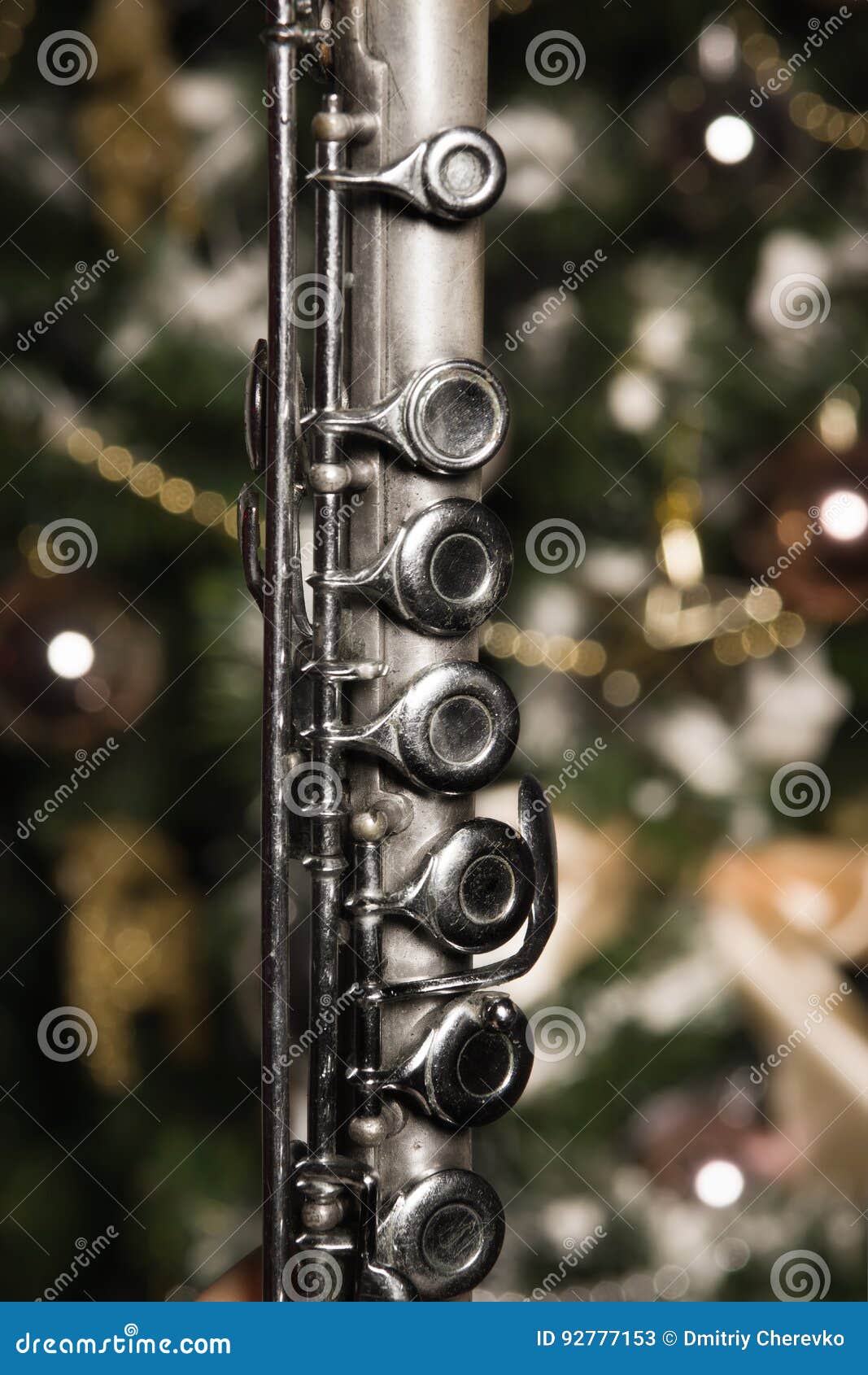 Old Flute Near a New Year Tree Stock Image - Image of hole, object ...