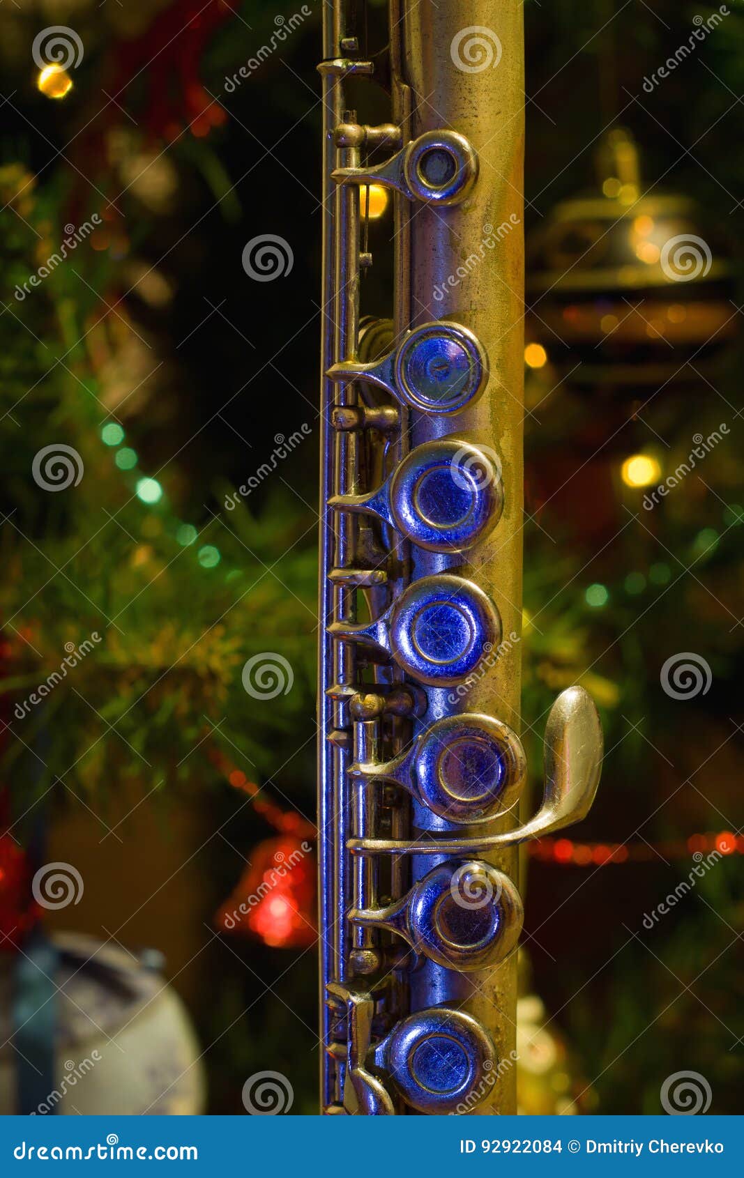 Old Flute Near a New Year Tree Stock Photo - Image of instrument ...