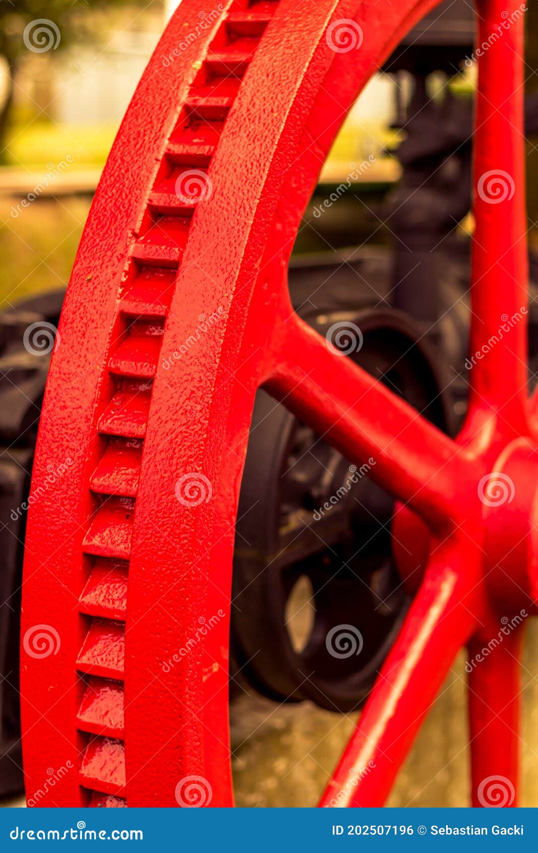 Old red flywheel stock photo. Image of retro, steam - 202507196