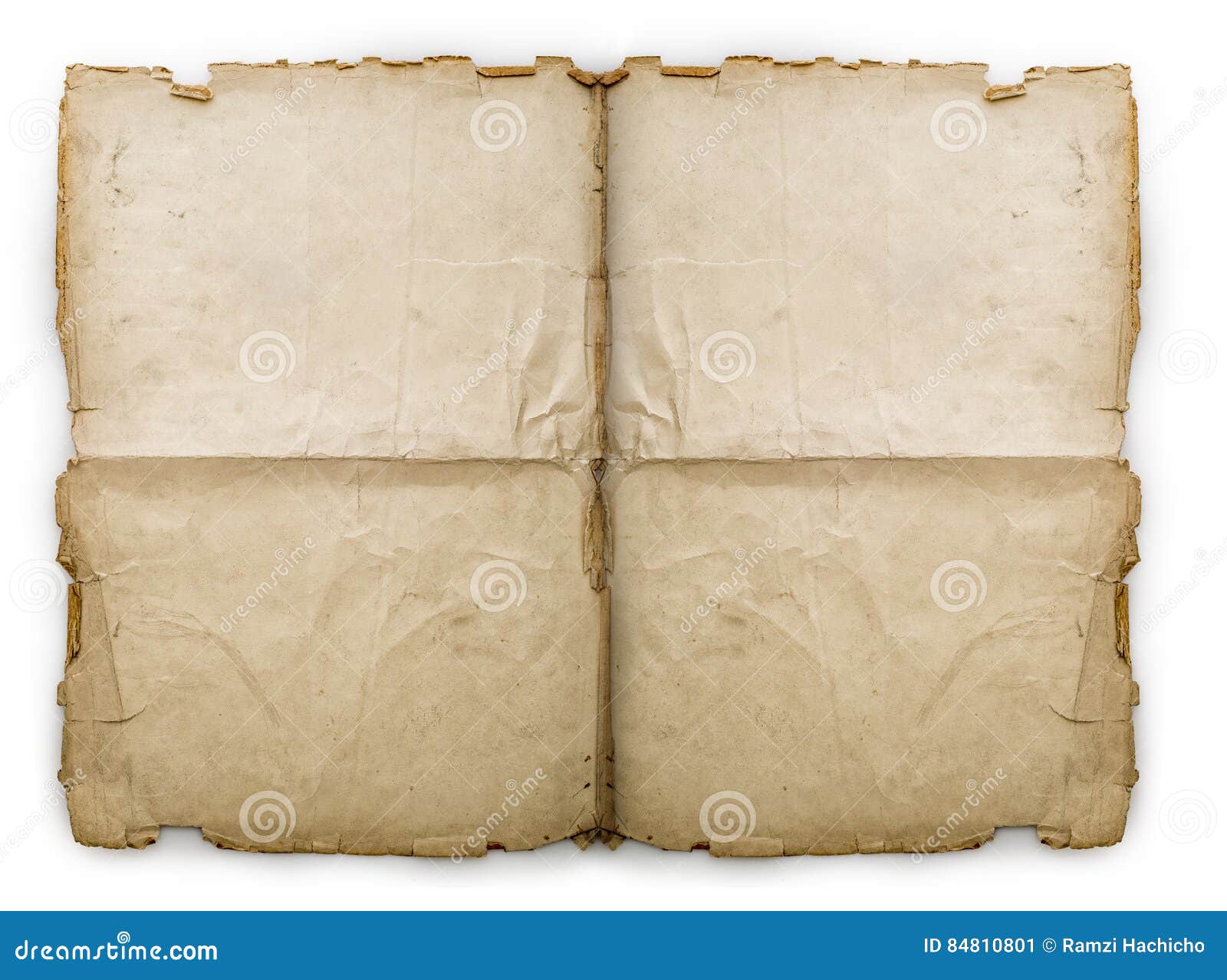 Folded Vintage Treasure Map With Red Cross Of Pirate Chest On Wood ...