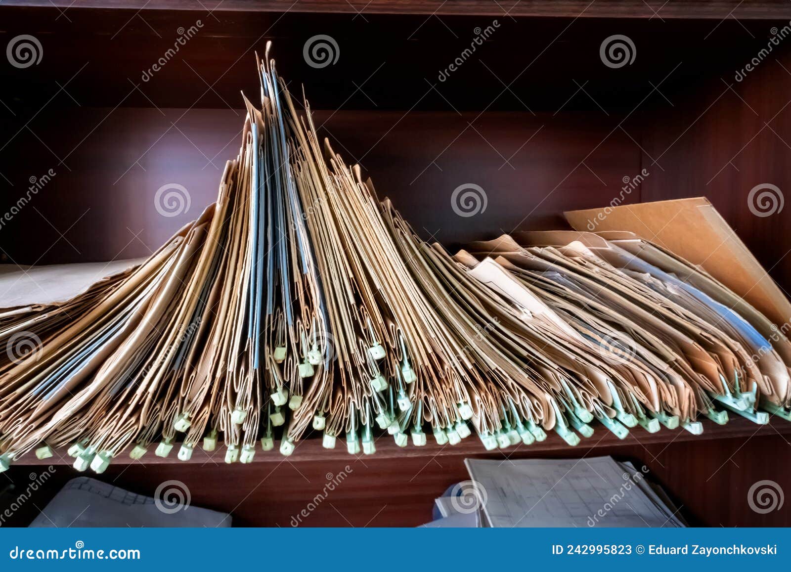 Old Folders with Documents in the Library Stock Image - Image of ...