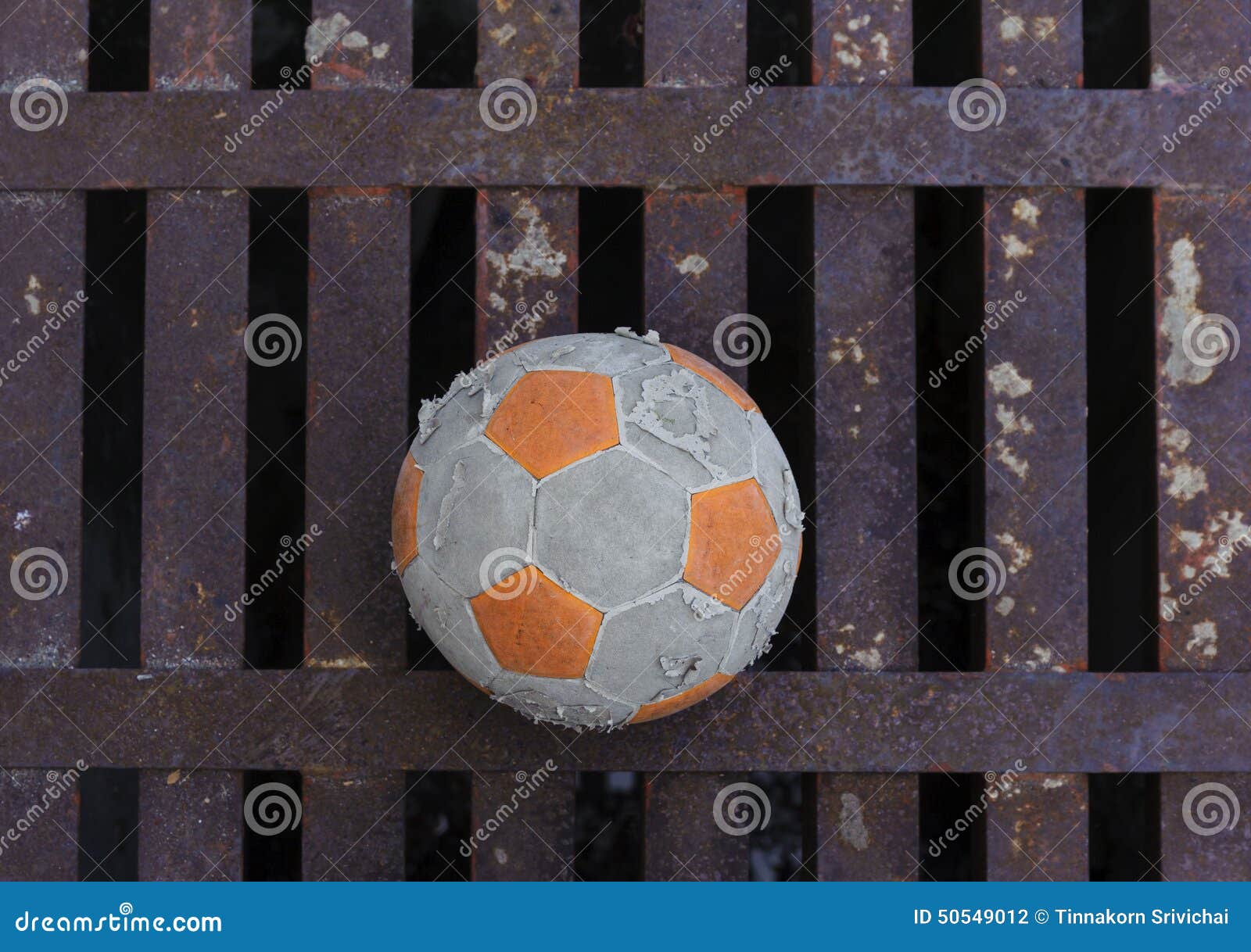 Old Football Ball on Rust Iron Bar Stock Photo - Image of ball, game ...