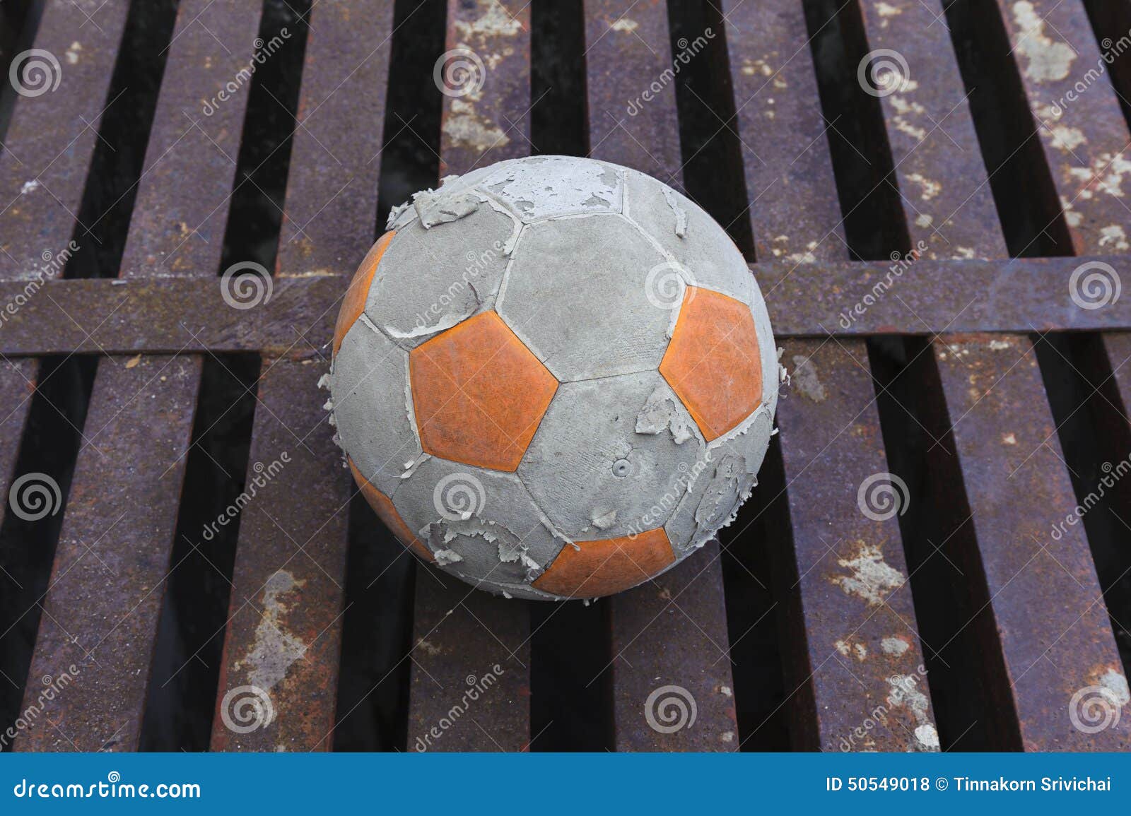 Old Football Ball on Rust Iron Bar Stock Photo - Image of iron, soccer ...