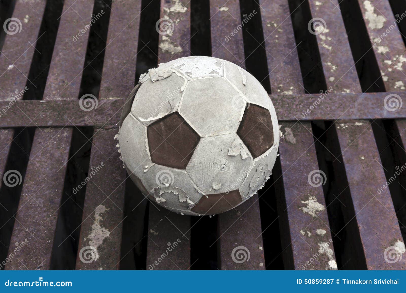 Old Football Ball on Rust Iron Bar Stock Image - Image of play, soccer ...
