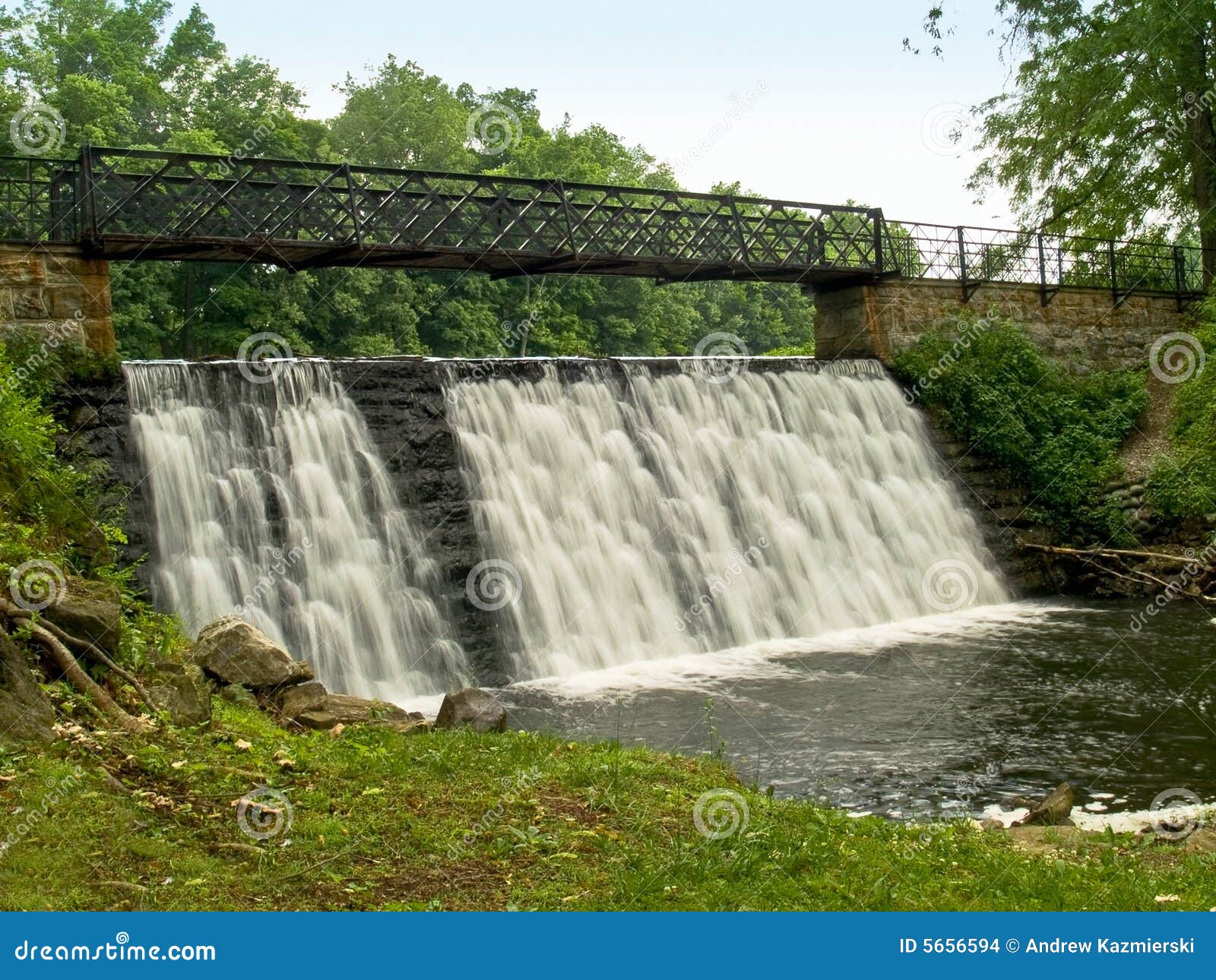 Old Footbridge Over Waterfall Stock Photo - Image of jersey, waterfall ...