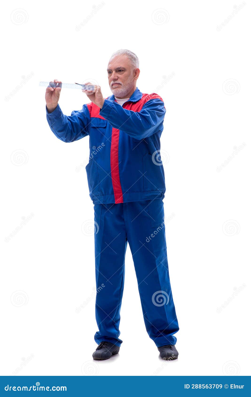 Old Foreman Isolated on White Stock Image - Image of measure, ruler ...