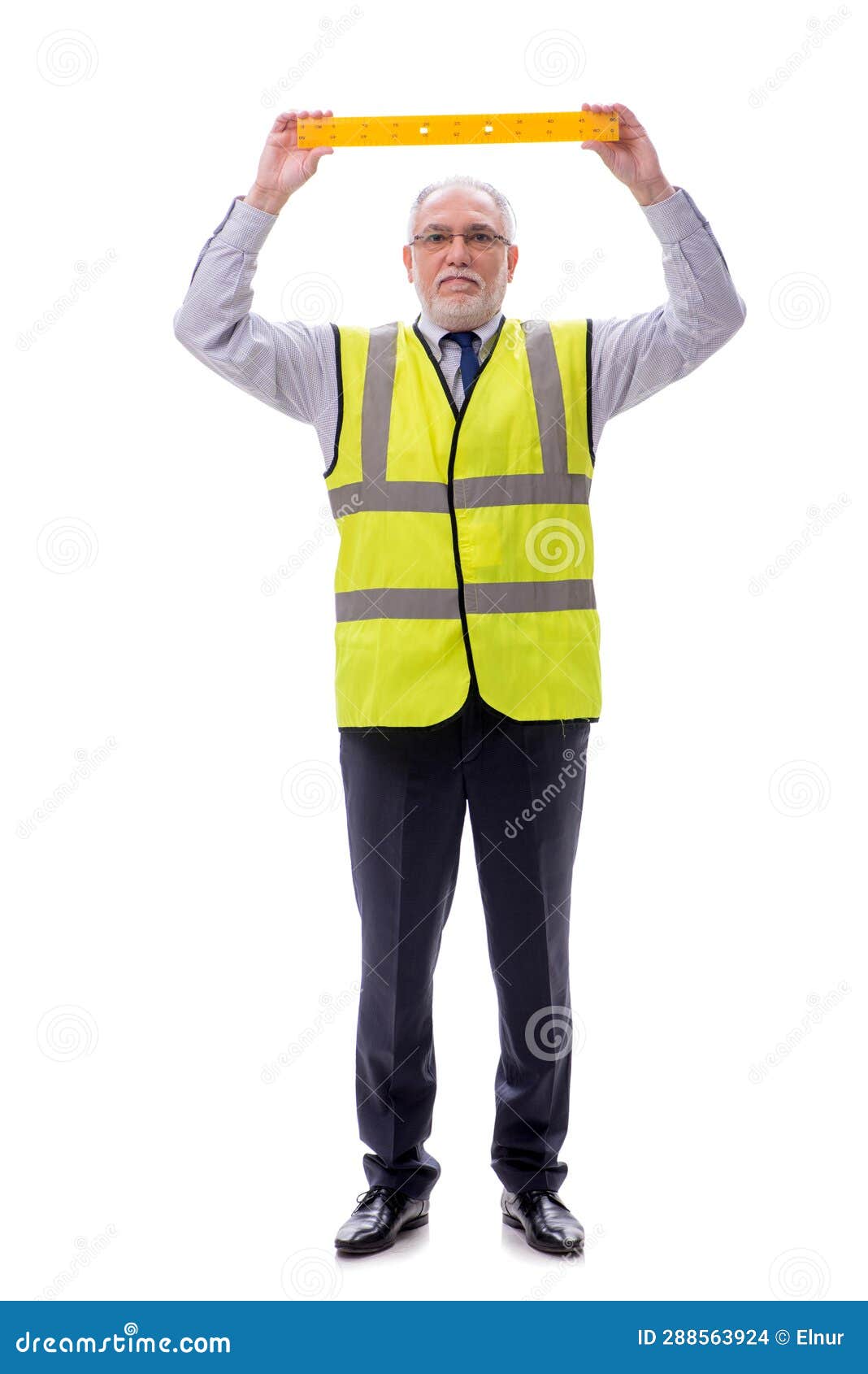 Old Foreman Isolated on White Stock Photo - Image of employee, elderly ...