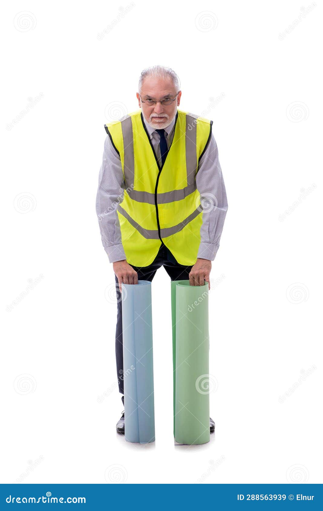 Old Foreman Isolated on White Stock Image - Image of workaholic, site ...