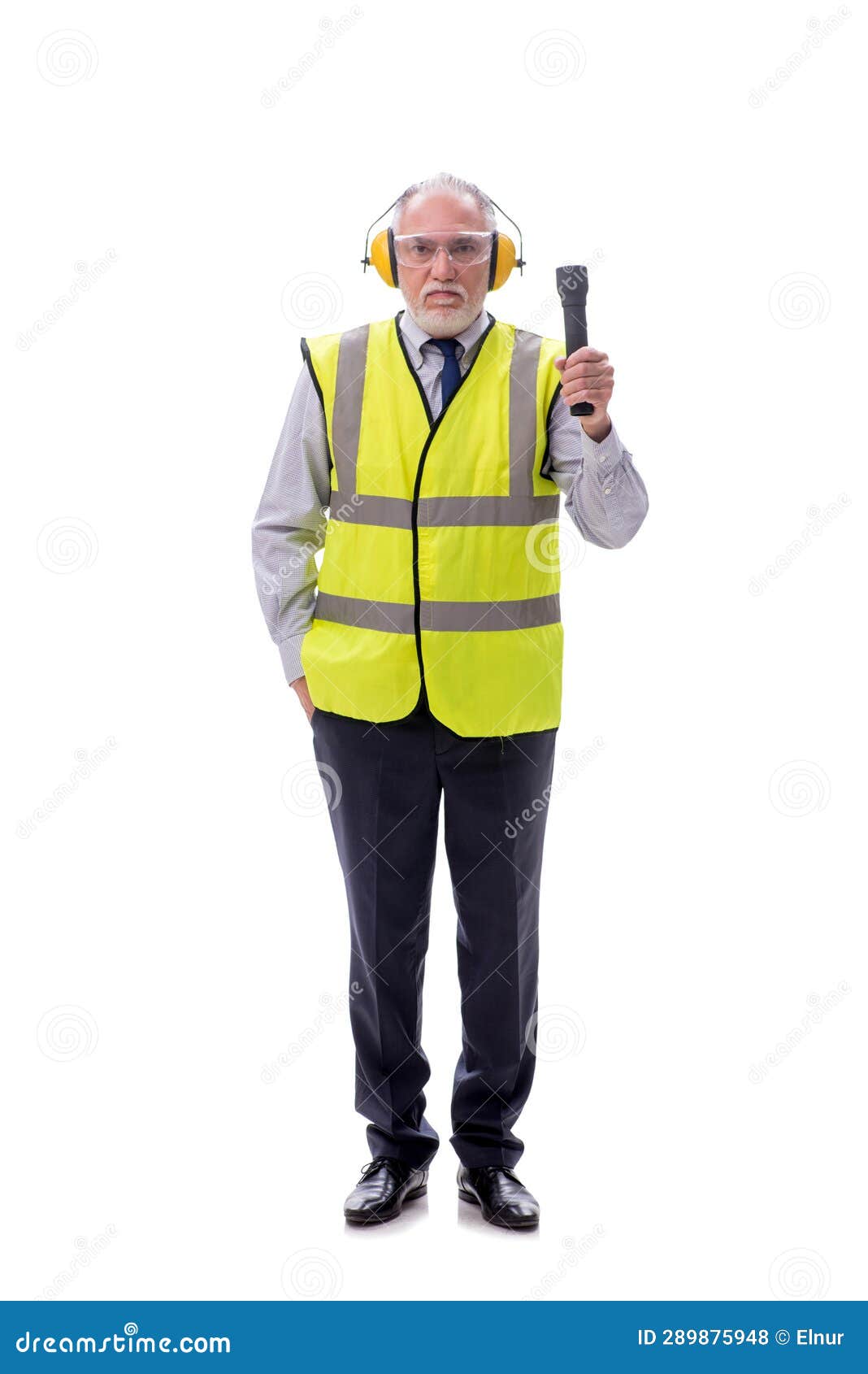 Old Foreman Isolated on White Stock Photo - Image of protective ...