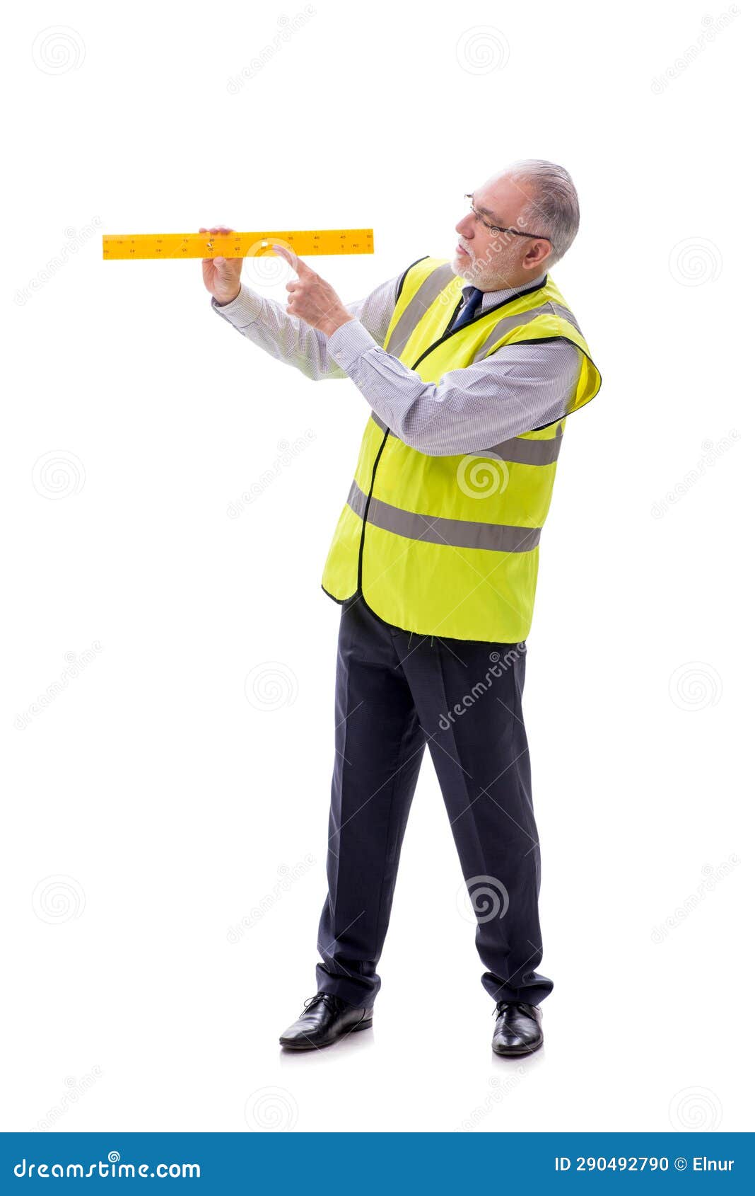 Old Foreman Isolated on White Stock Photo - Image of construction, aged ...