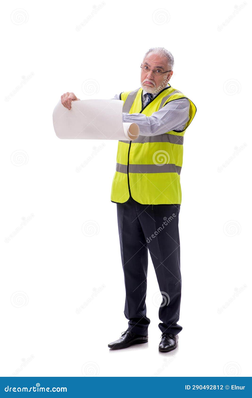 Old Foreman Isolated on White Stock Photo - Image of sketch, upset ...