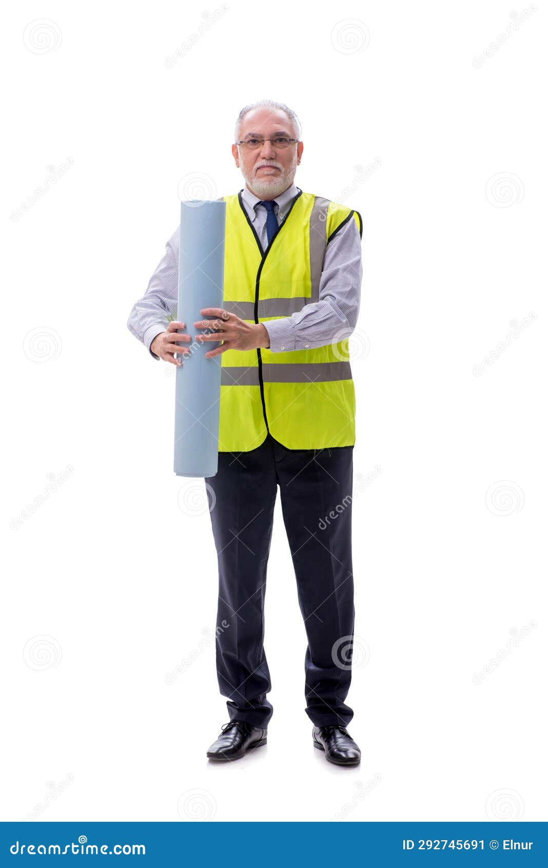 Old Foreman Isolated on White Stock Image - Image of worker, papers ...