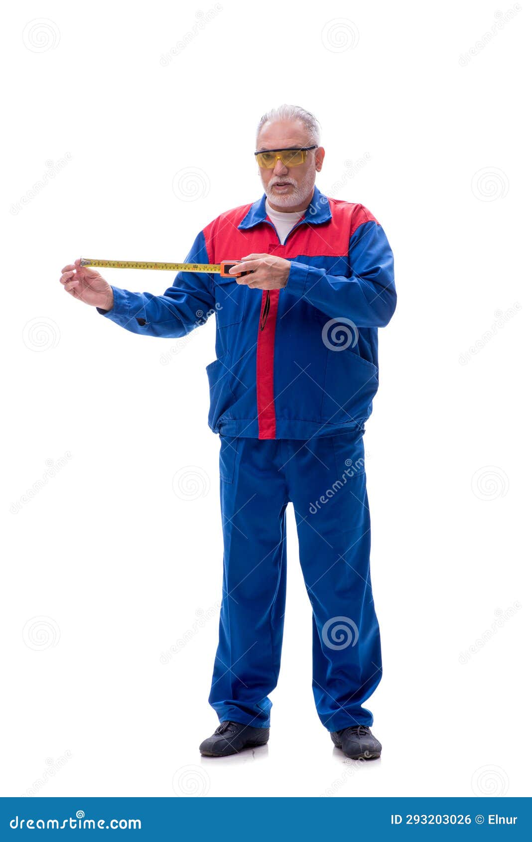 Old Foreman Isolated on White Stock Photo - Image of centimeter ...