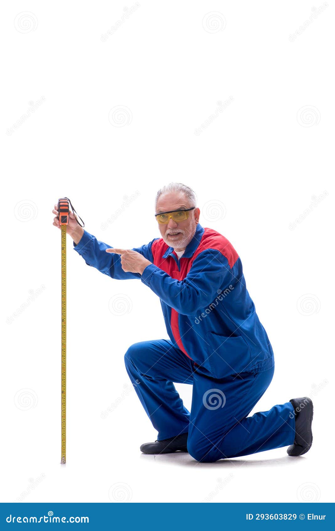 Old Foreman Isolated on White Stock Image - Image of pointing, plumber ...