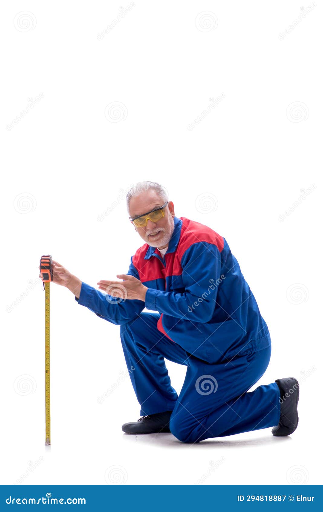 Old Foreman Isolated on White Stock Image - Image of male, measurement ...
