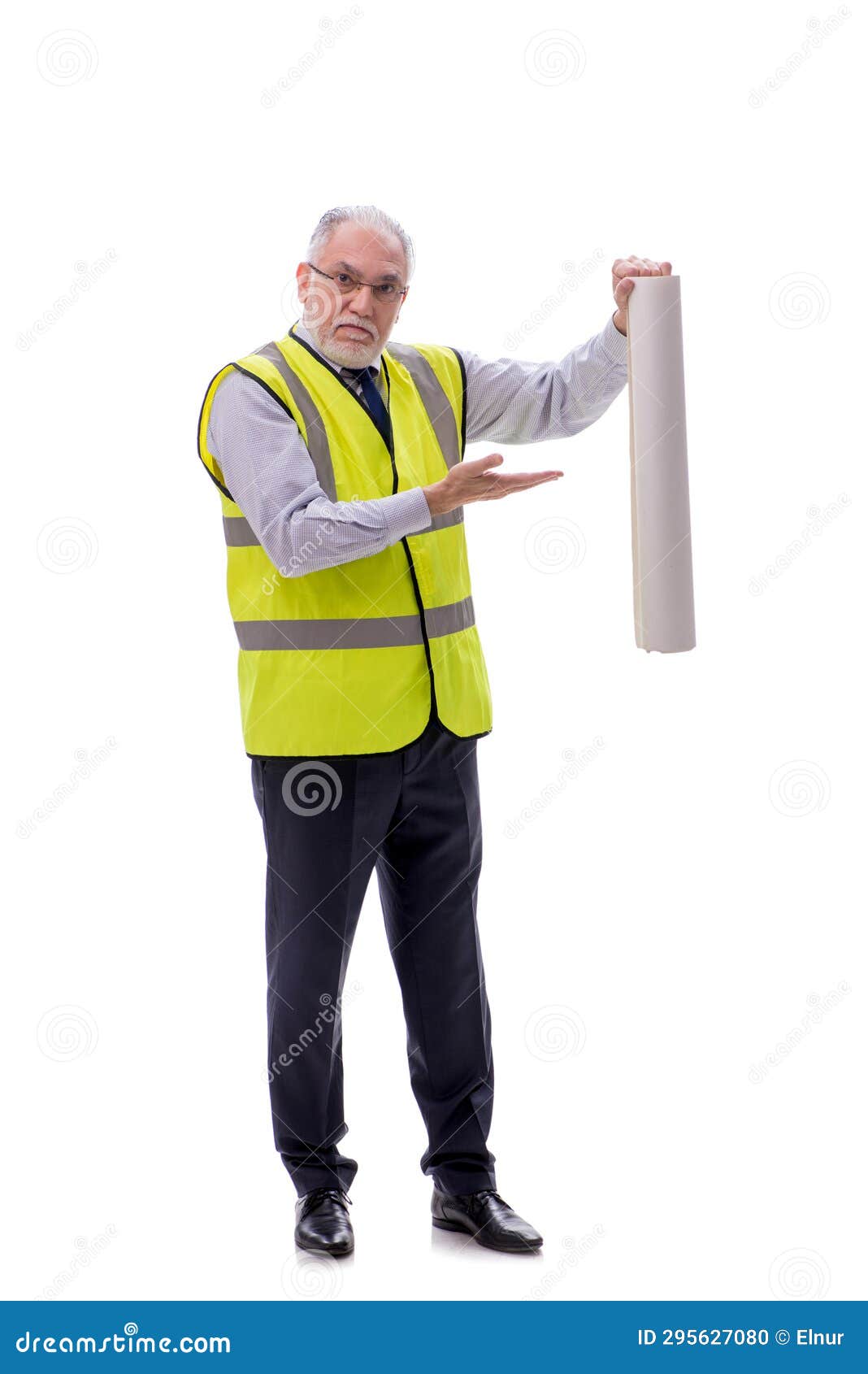 Old Foreman Isolated on White Stock Photo - Image of builder, prints ...